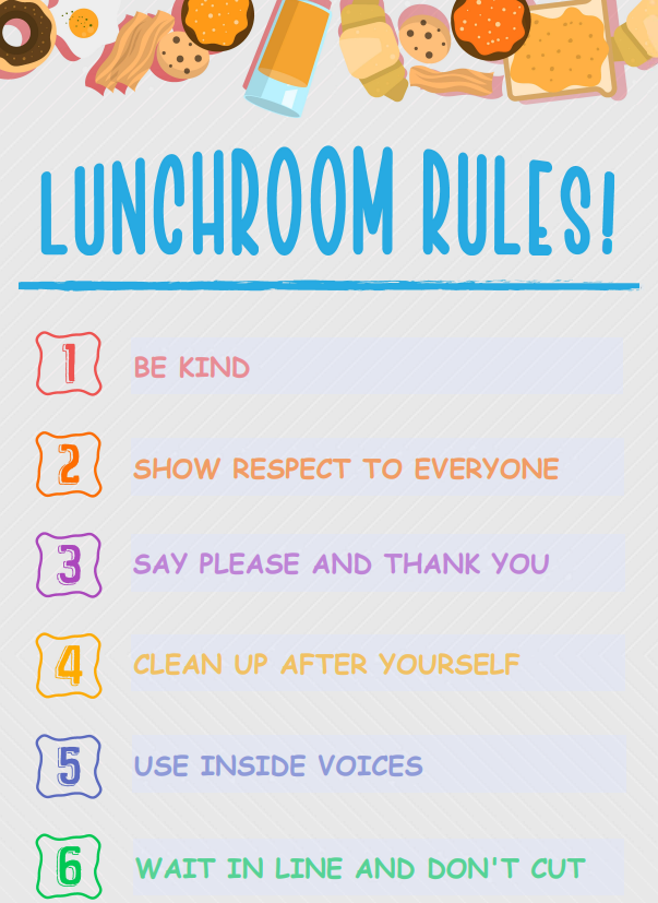 School Cafeteria Rules and Free Poster Templates