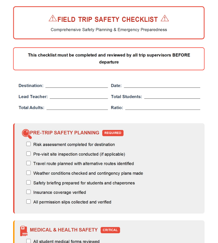 Ultimate Field Trip Checklist: For Teachers, Chaperones & Students